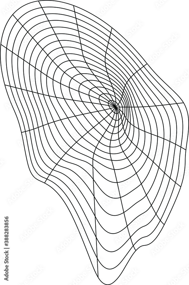 Distorted tunnel mesh. Technology, science, gaming background. Black ...