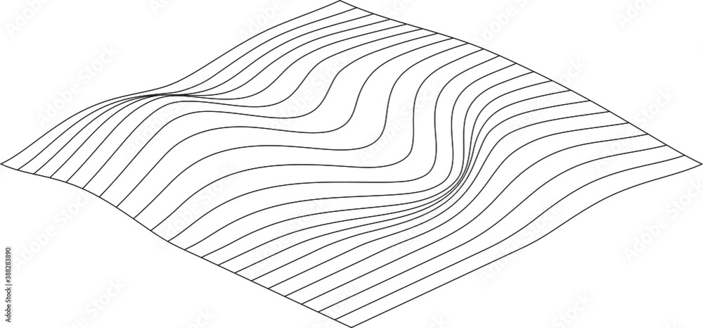 Distorted grid pattern. Technology, science, game background. Black and ...