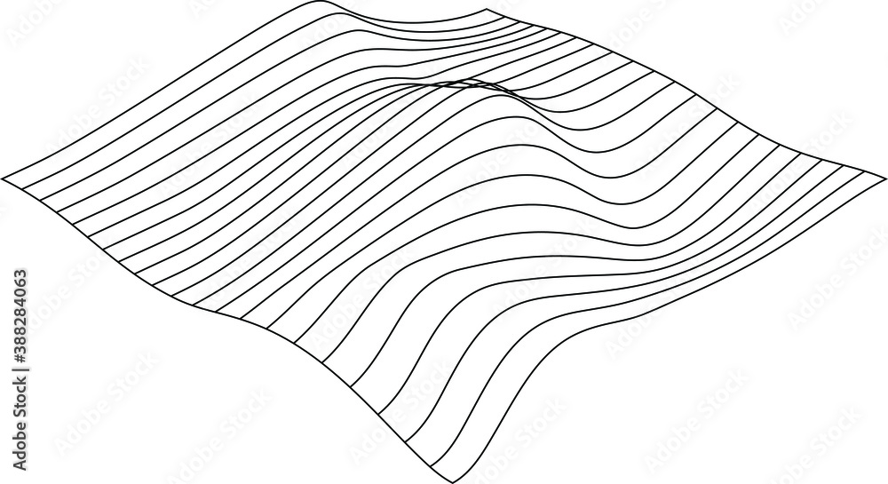 Distorted grid pattern. Technology, science, game background. Black and ...