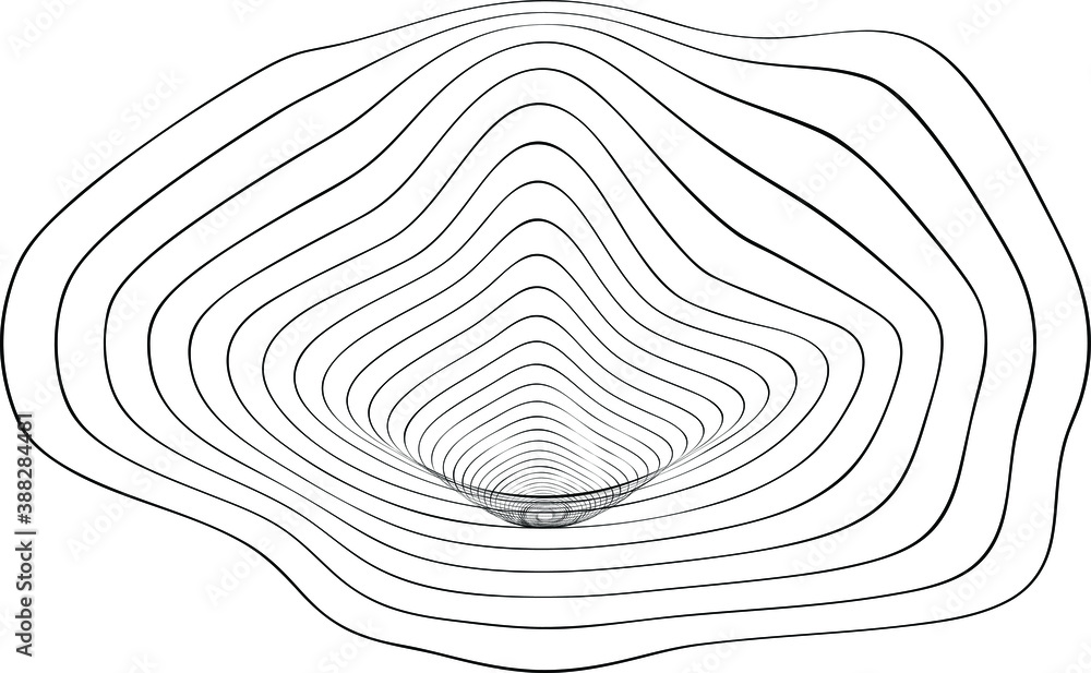 Distorted tunnel mesh. Technology, science, gaming background. Black ...