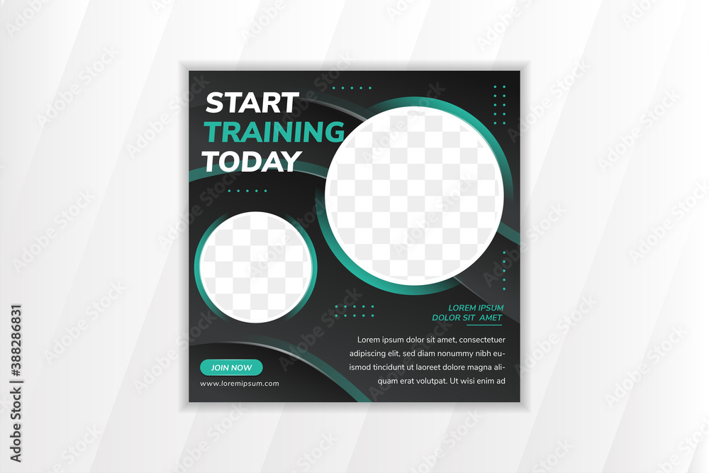 start training today banner design template with wave background use ...