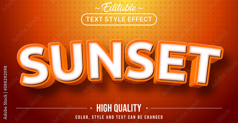 Editable text style effect - Sunset theme style. Stock Vector | Adobe Stock