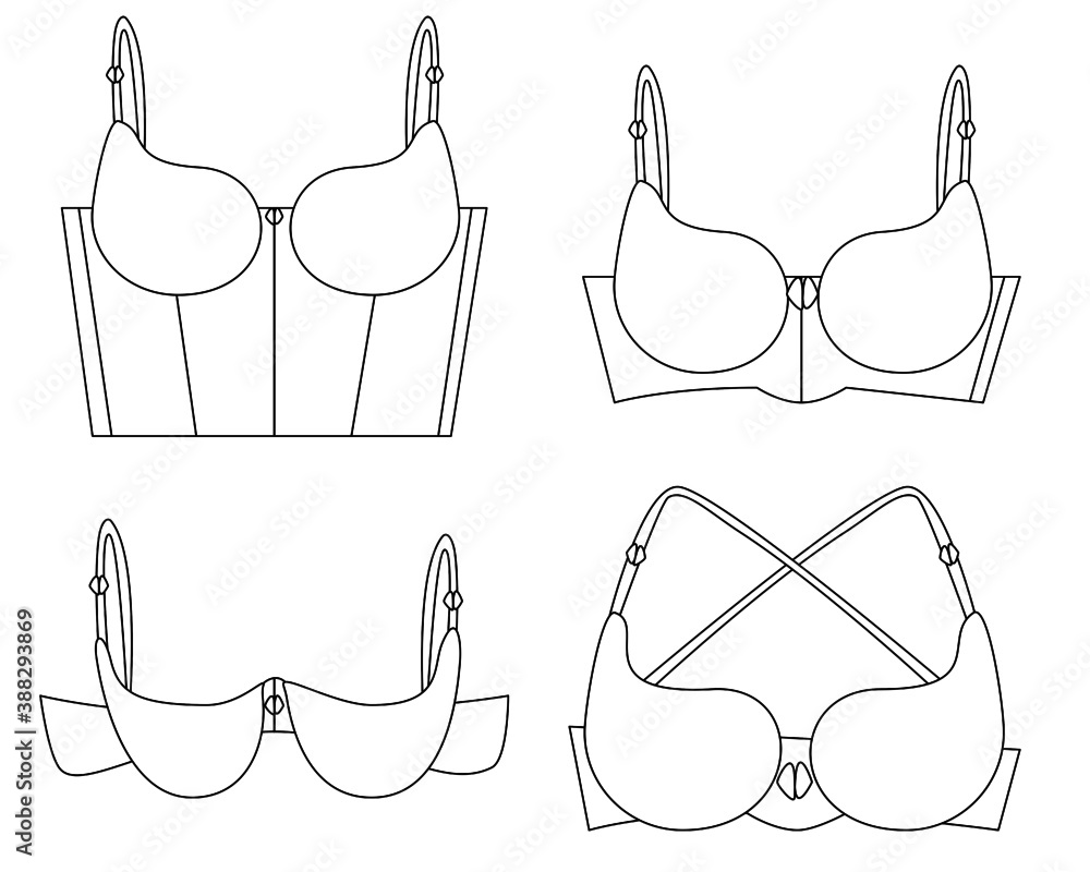 The sketch of beautiful lingerie in white and black colors. Different ...