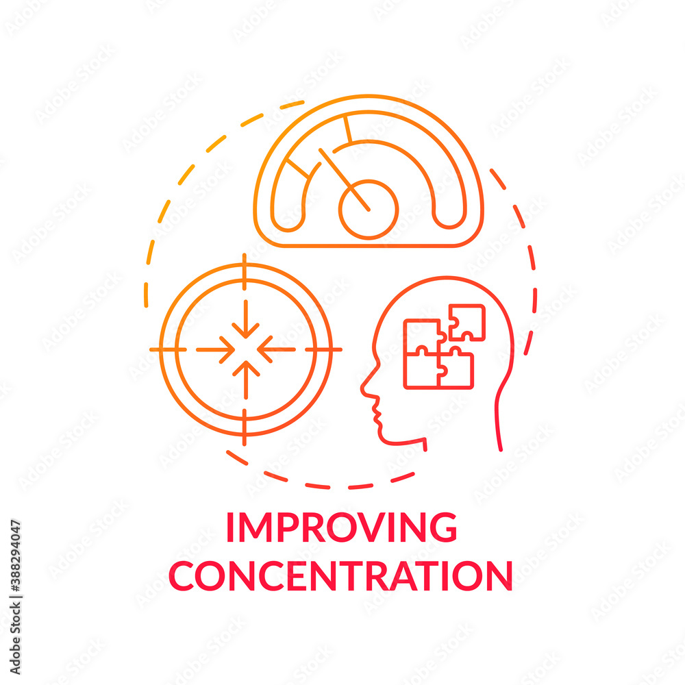 Improving concentration concept icon. Me time benefits. Train your ...
