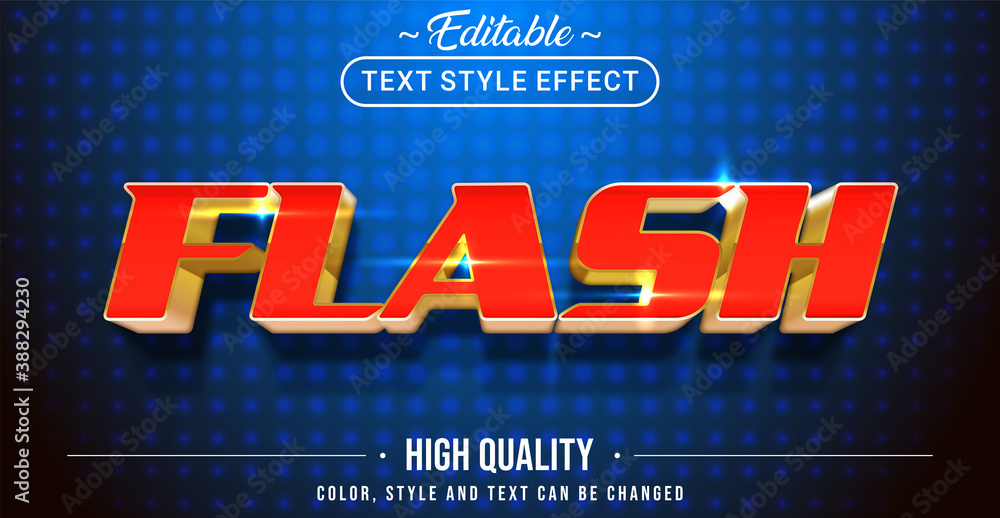 Editable text style effect - Flash theme style. Stock Vector | Adobe Stock