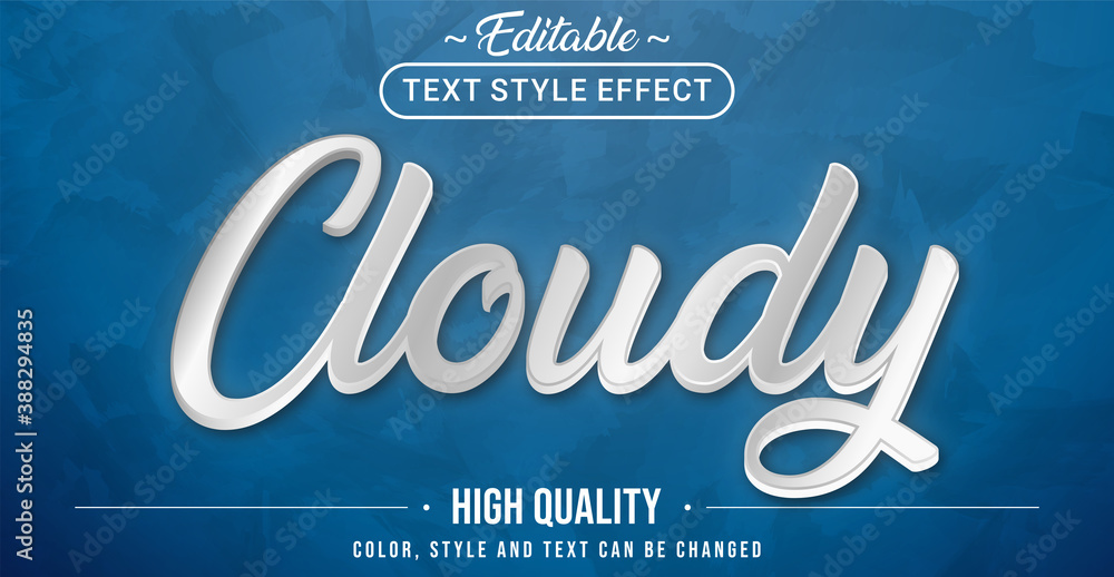 Editable text style effect - Cloudy theme style. Stock Vector | Adobe Stock