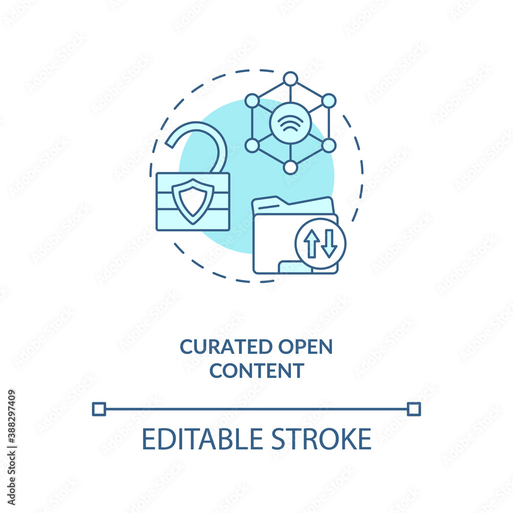 Curated open content concept icon. Open source information. Easy to get ...