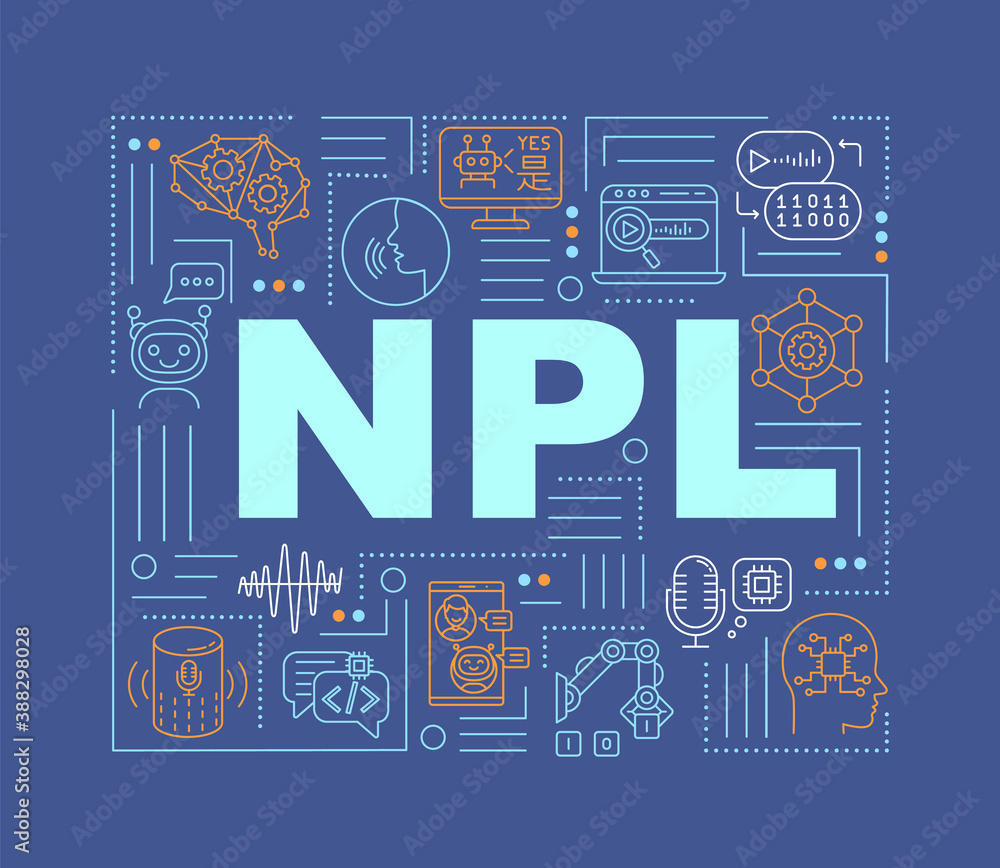 Natural language processing word concepts banner. Innovative robot ...