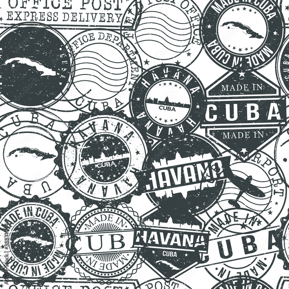Havana Cuba Stamps Background. City Stamp Vector Art. Postal Passport ...