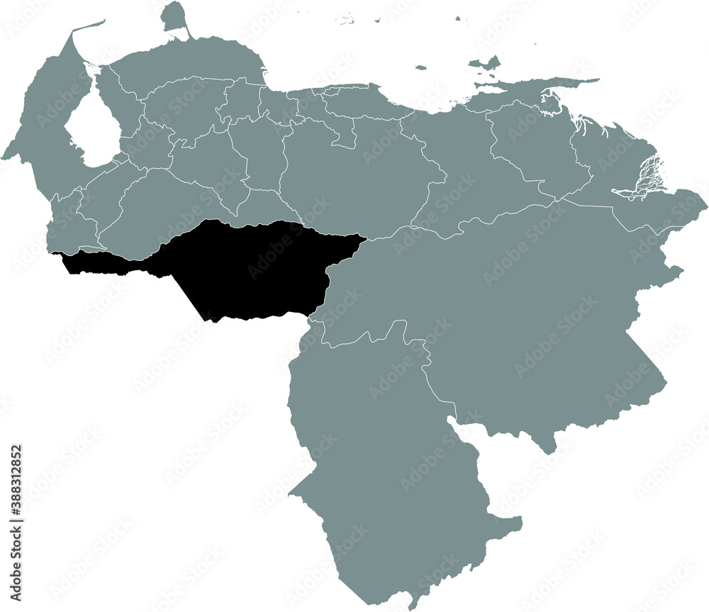 Black Location Map of the Venezuelan State of Apure within Grey Map of ...
