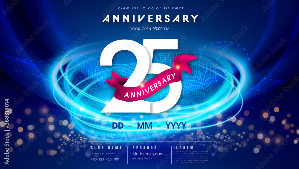 25 years anniversary logo template on dark blue Abstract futuristic ...