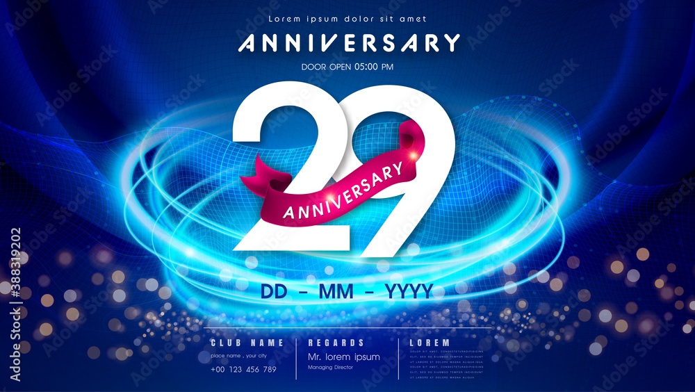 29 years anniversary logo template on dark blue Abstract futuristic ...