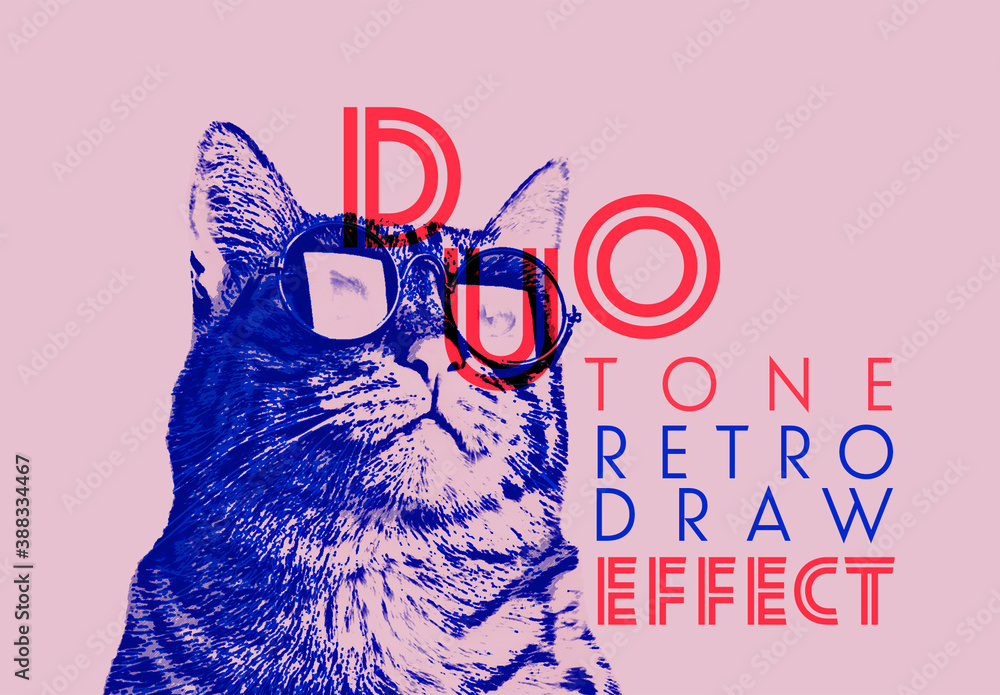 Vintage Double Tone Drawing Effect Mockup Stock Template | Adobe Stock