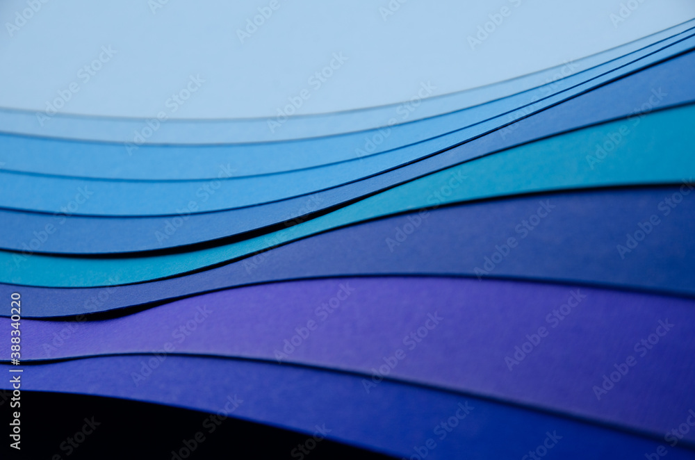 Abstract bright soft design background with blue wavy curved lines in ...