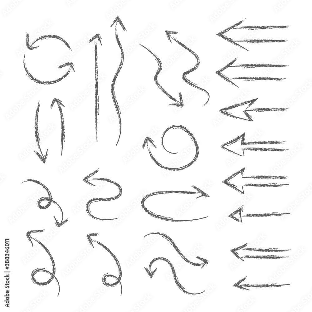 Arrow doodles vector collection. Set of Hand drawn vector arrows. Stock ...