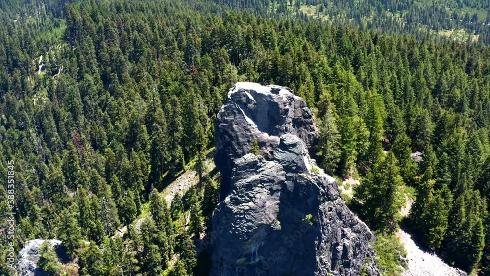 Bessie Rock in the southern Oregon Cascades, A volcanic feature, viewed ...