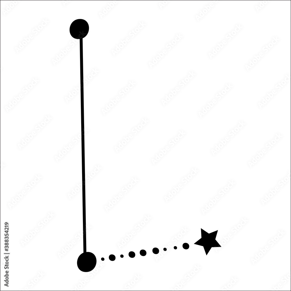 Constellation themed letter L. Dots and star line art. Vector ...