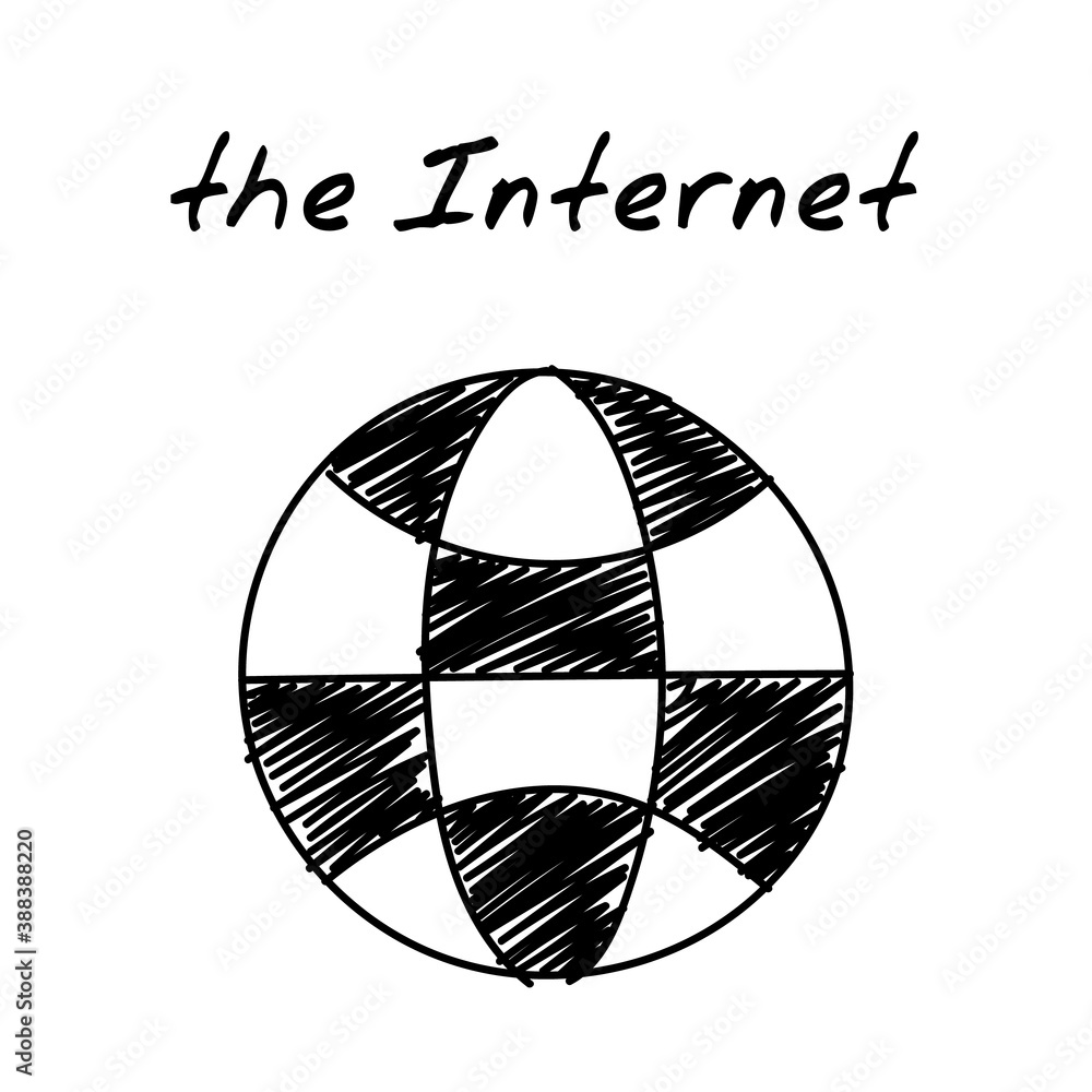 Internet globe icon handdrawn illustration. Cartoon vector clip art of ...
