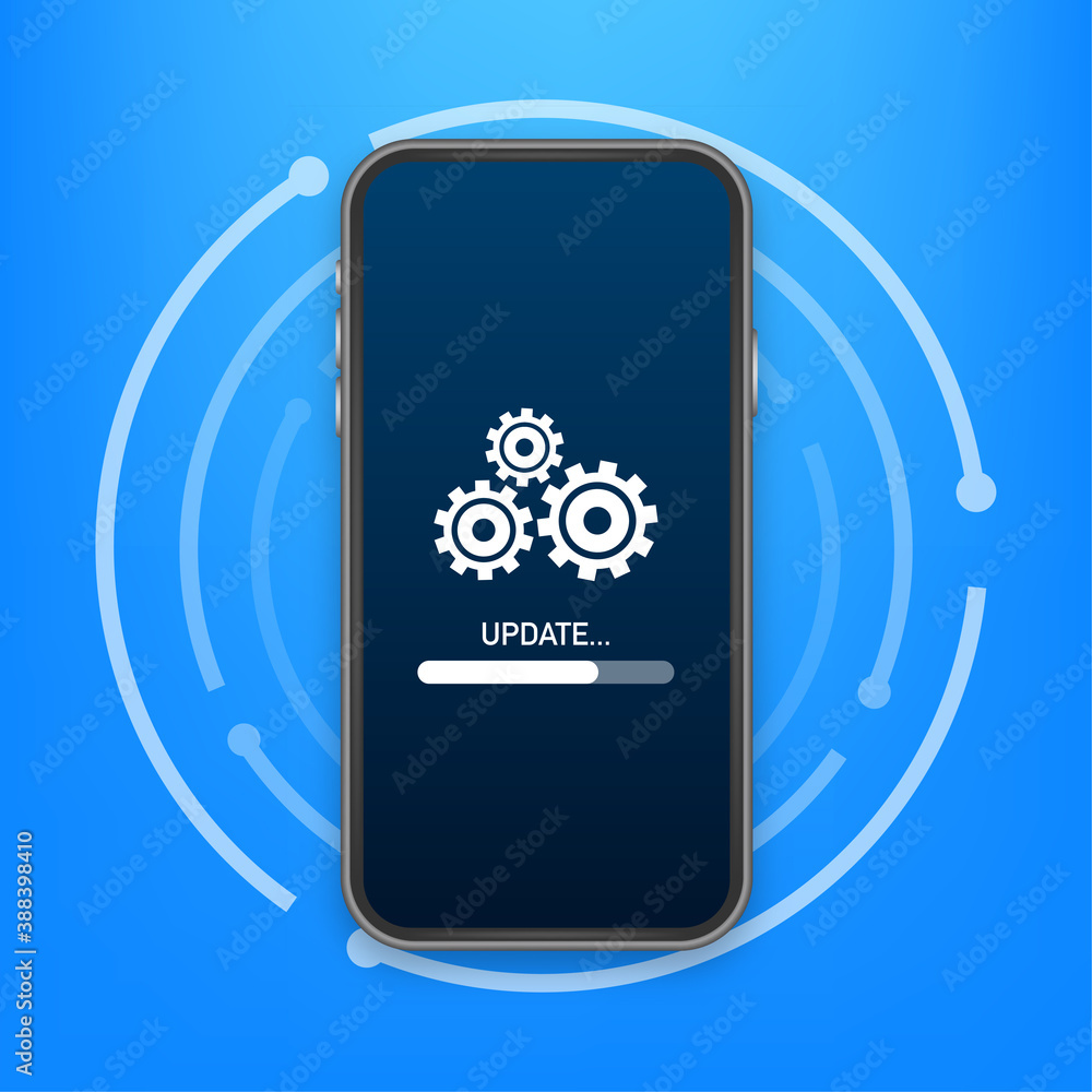 System software update, data update or synchronize with progress bar on ...