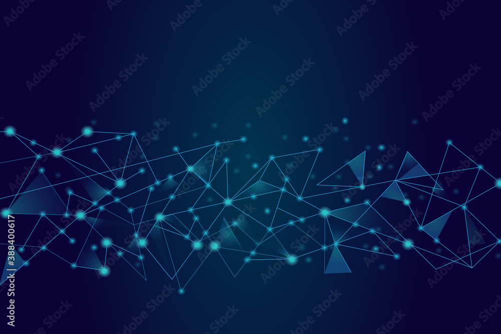 Vetor de Network abstract connection isolated on blue background ...