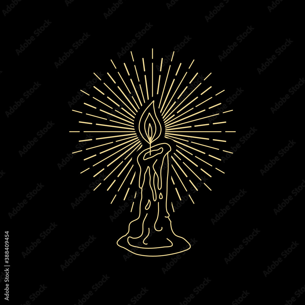 Vetor de Candle shines in the dark, logo or vector illustration, symbol ...