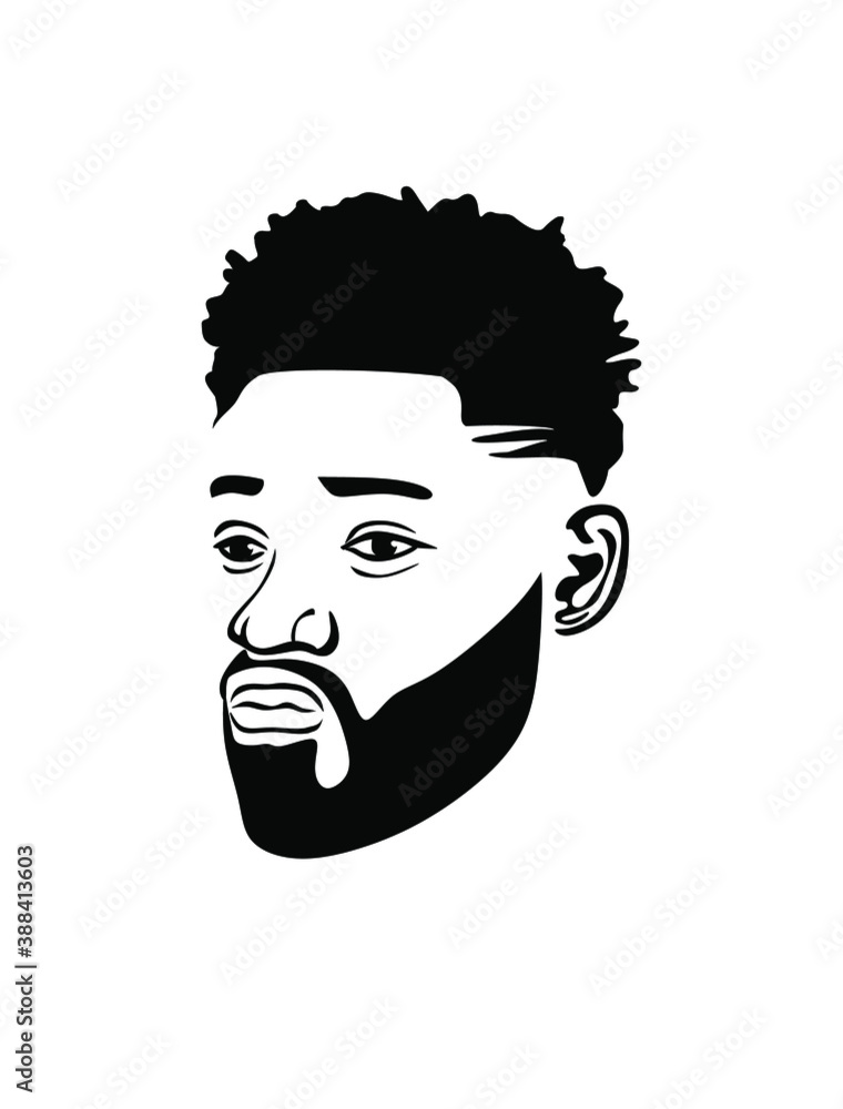 Vecteur Stock Black African American Afro Male Face Portrait Vector