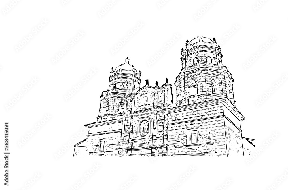 Building view with landmark of Cajamarca is a city in Peru's northern ...