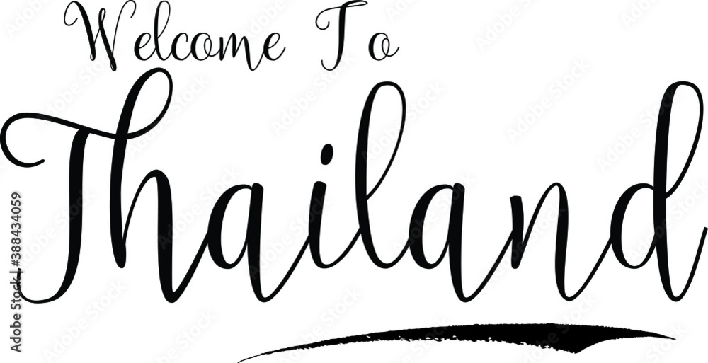 Vecteur Stock Welcome To Thailand Country Name Handwritten Cursive ...