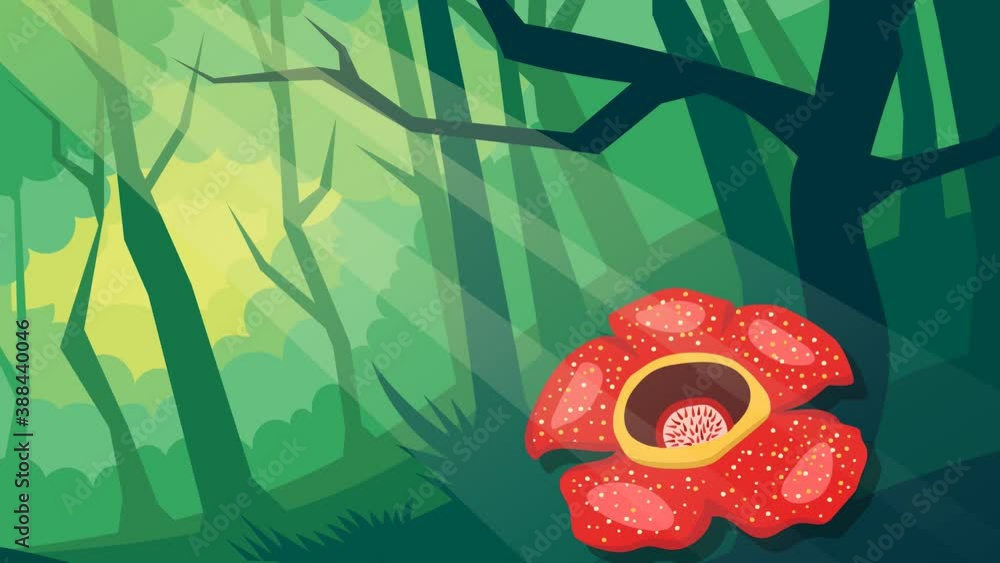 Animated cartoon video, depicting the rafflesia flower. corpse flower ...