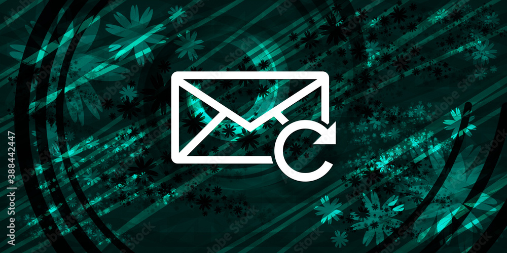 Refresh email icon floral emerald green banner background natural ...