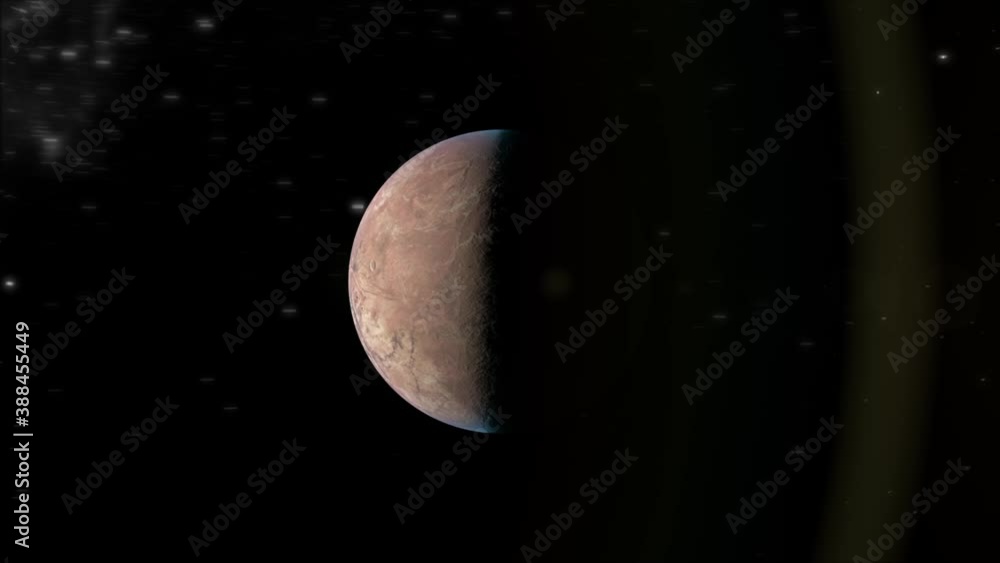 Breathtaking CGI VFX shot, rapidly orbiting the planet Mars, with a ...