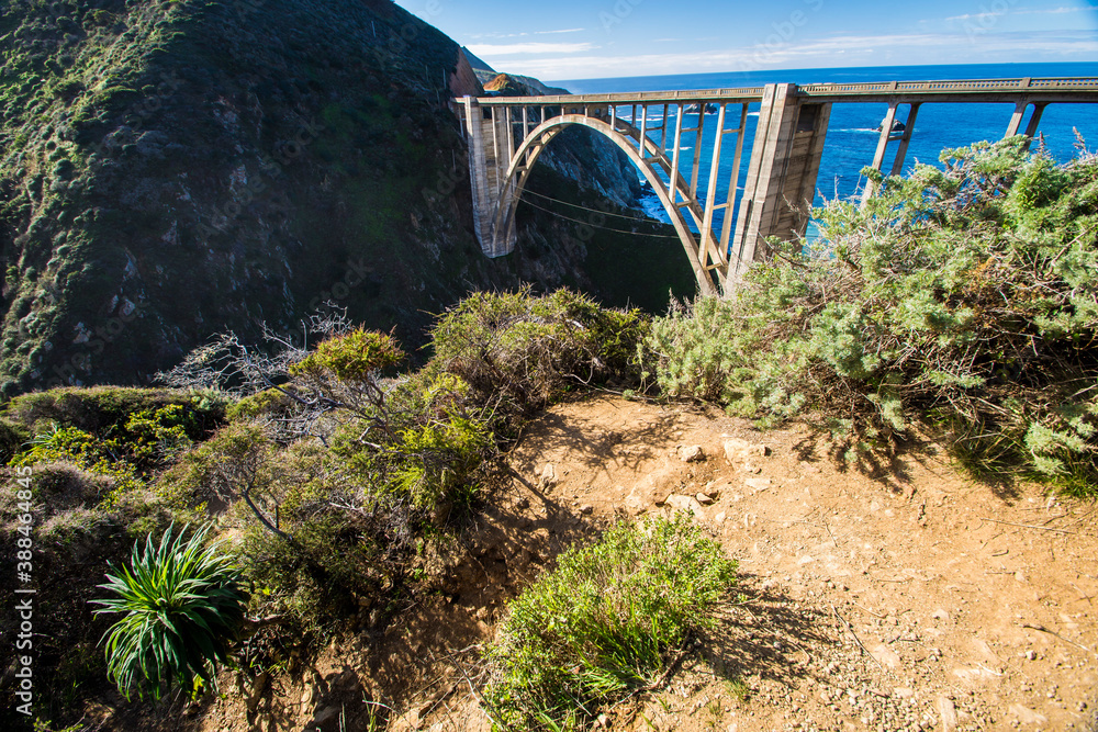 Bixby Creek Bridge is a reinforced concrete open-spandrel arch bridge ...