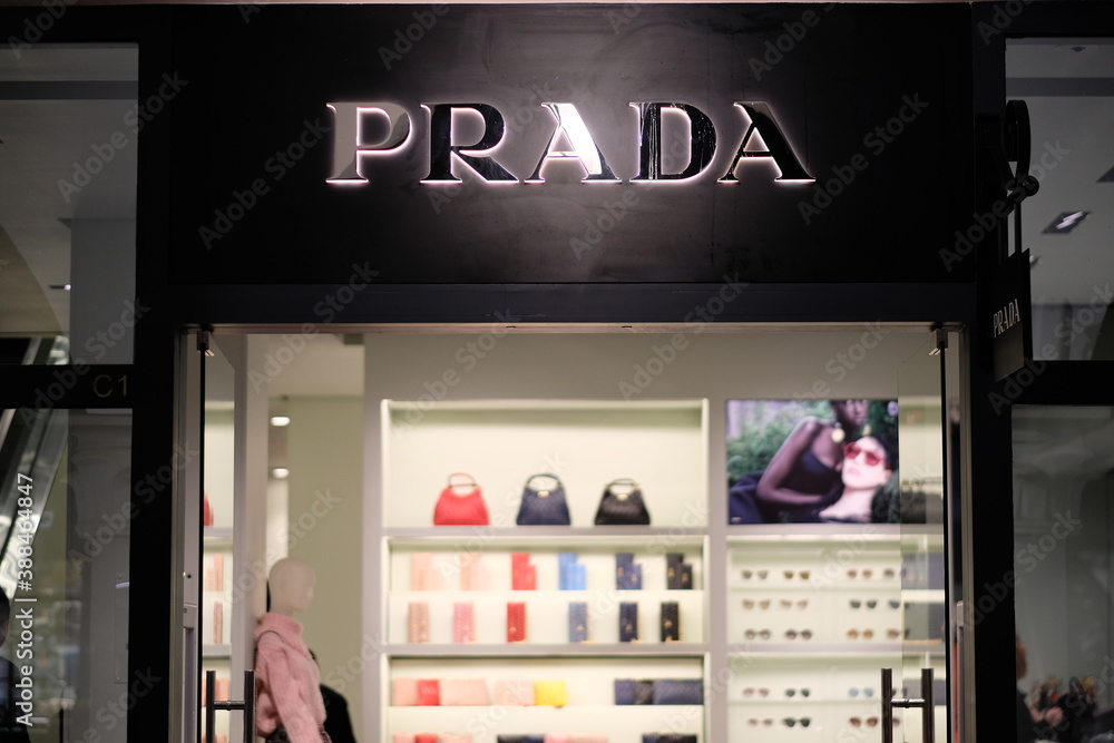Shanghai/China-Oct.2019: facade of PRADA store in Florentia Village ...