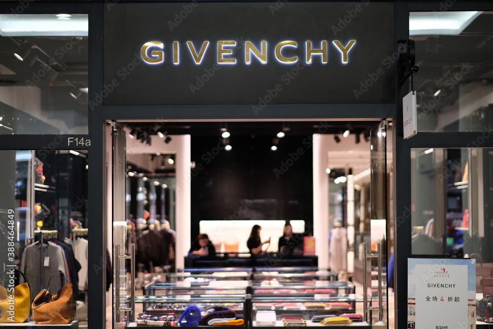 Shanghai/China-Oct.2019: facade of GIVENCHY clothing store in Florentia ...