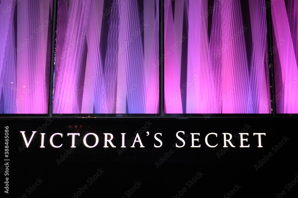 Shanghai/China-Oct.2019: bright shop sign of VICTORIA'S SECRET at night ...