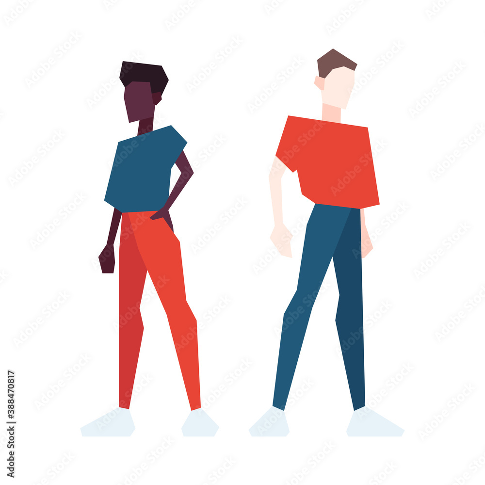 Pair of low poly slim people isolated on white background. Vector ...