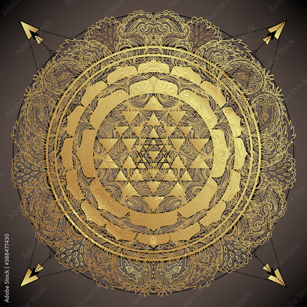 The Sri Yantra or Sri Chakra, form of mystical diagram, Shri Vidya ...