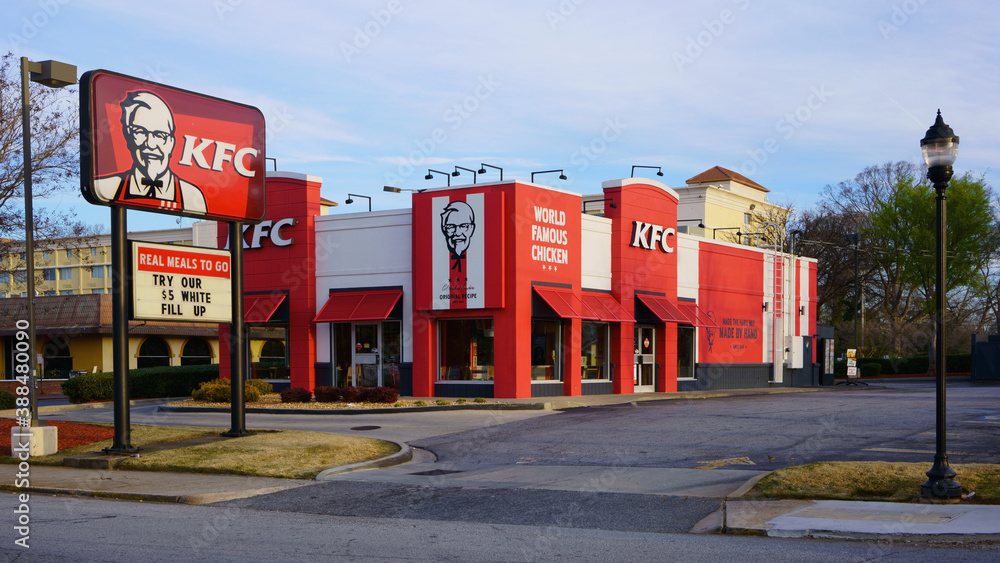 ATLANTA, GEORGIA, USA - MARCH 19, 2019: Exterior of KFC Kentucky Fried ...