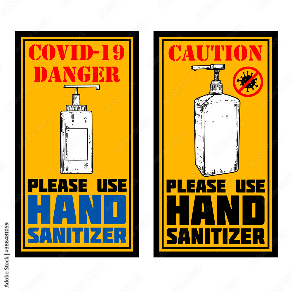 Use hand sanitizer. Emblem with hand sanitizer. Design element for ...