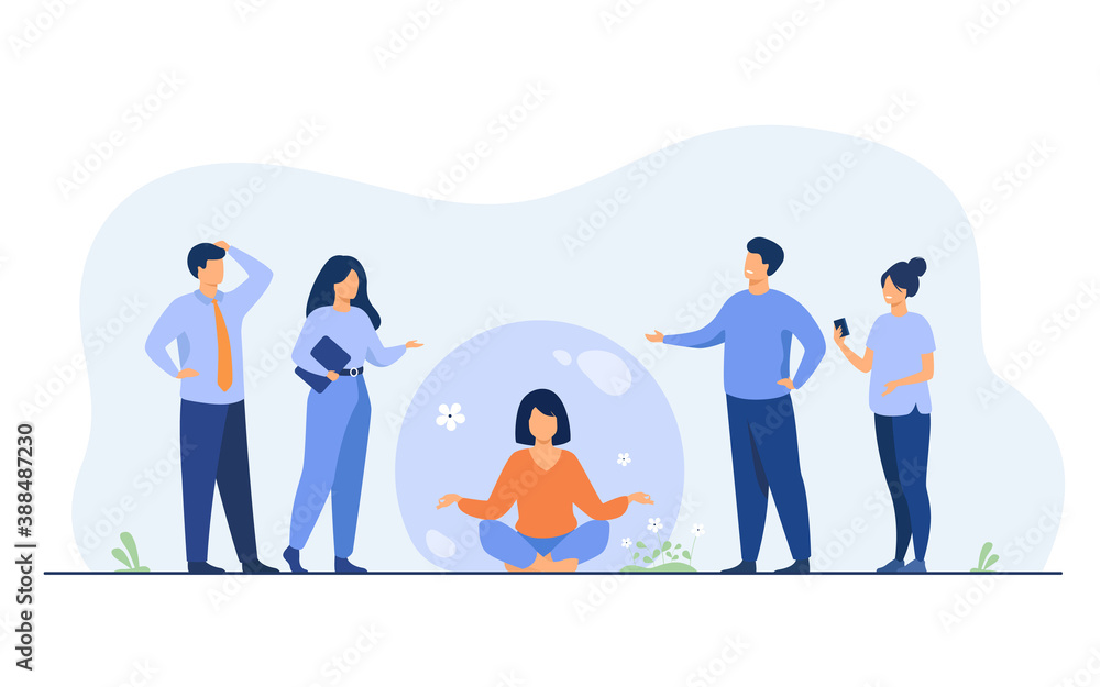 Person keeping social distance and avoiding contact. Woman separating ...