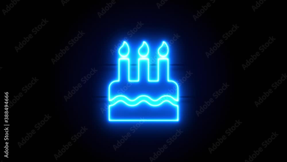 Birthday Cake neon sign appear in center and disappear after some time ...