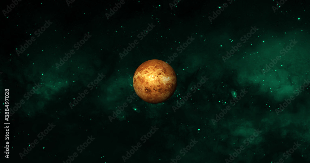 Venus planet on space with colorful starry night. front view of Venus ...