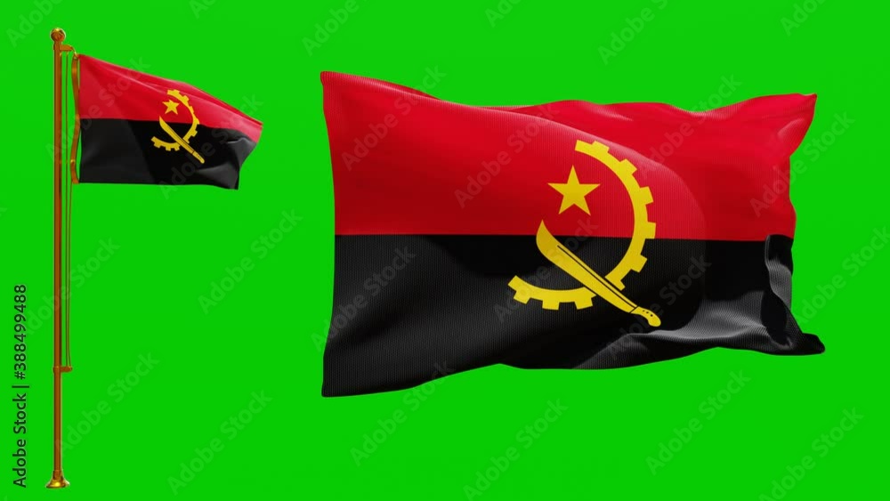 Flags of Angola with Green Screen Chroma Key High Quality 4K UHD 60FPS ...