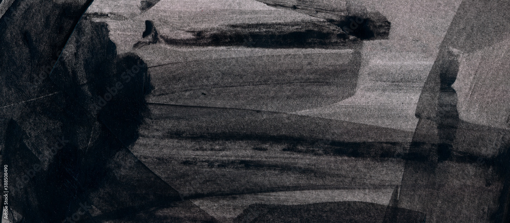 Black abstract watercolor banner background. Monochrome watercolour ...