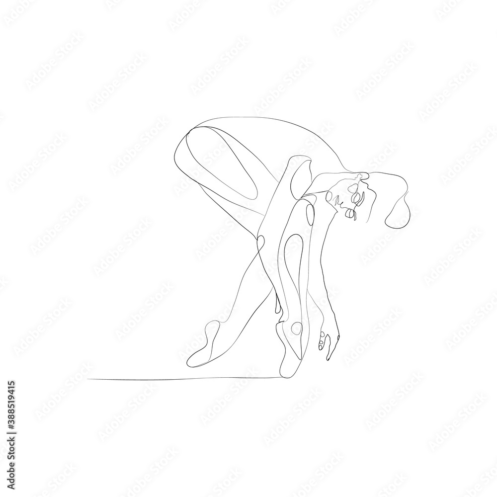 SINGLE-LINE DRAWING: Ballet Dancer (1) . This hand-drawn, continuous ...