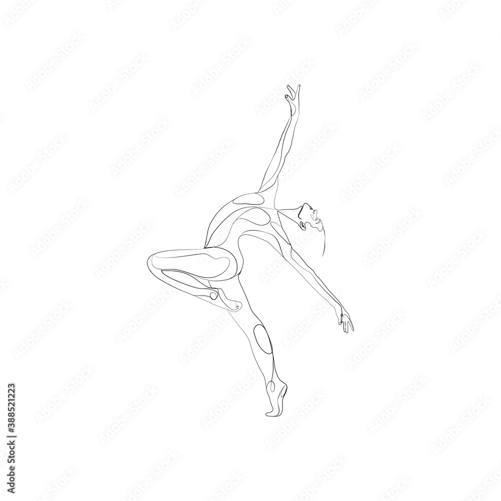 SINGLE-LINE DRAWING: Dancer 2. This hand-drawn, continuous, line ...