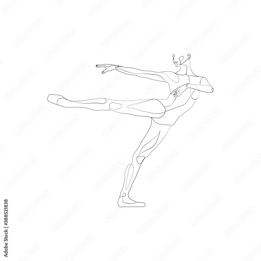 SINGLE-LINE DRAWING: Dancer 3. This hand-drawn, continuous, line ...