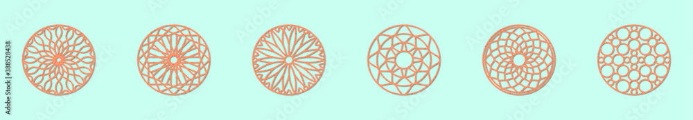 set of laser cut cartoon icon design template with various models ...