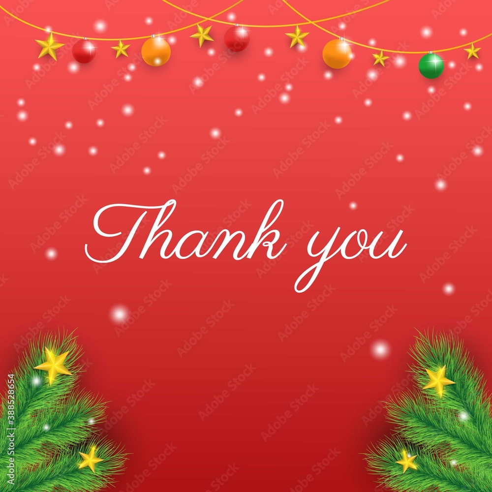 Thank you card vector deign. Editable flat design banner with leaf ...