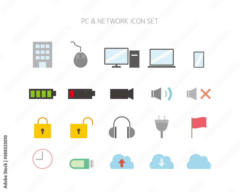 PC and network related vector illustration. icon set . Stock Vector ...